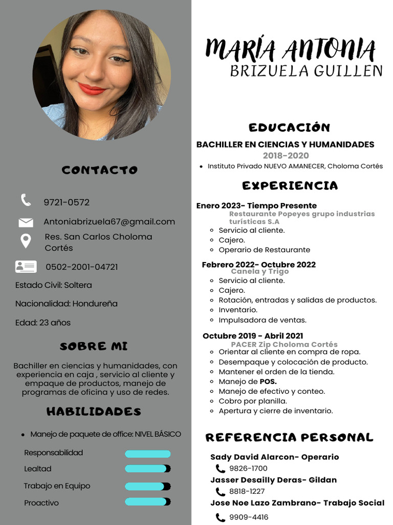 Currículum Maria A. Brizuela - PDF - Coordinadora de Cocina | PDF