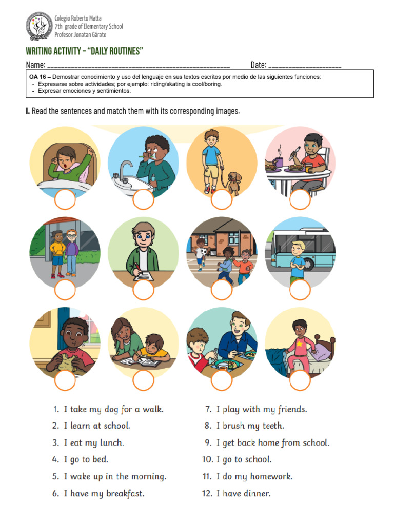 7° - Daily Routines - Writing - 2025 | PDF | Meal | Eating Behaviors Of ...