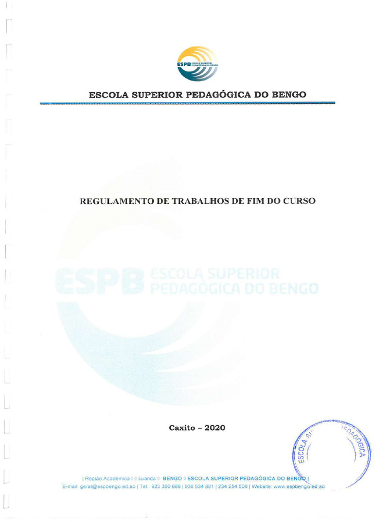 Regulamento de TFC (Espbengo) Actualizado - 2020 - Compressed | PDF