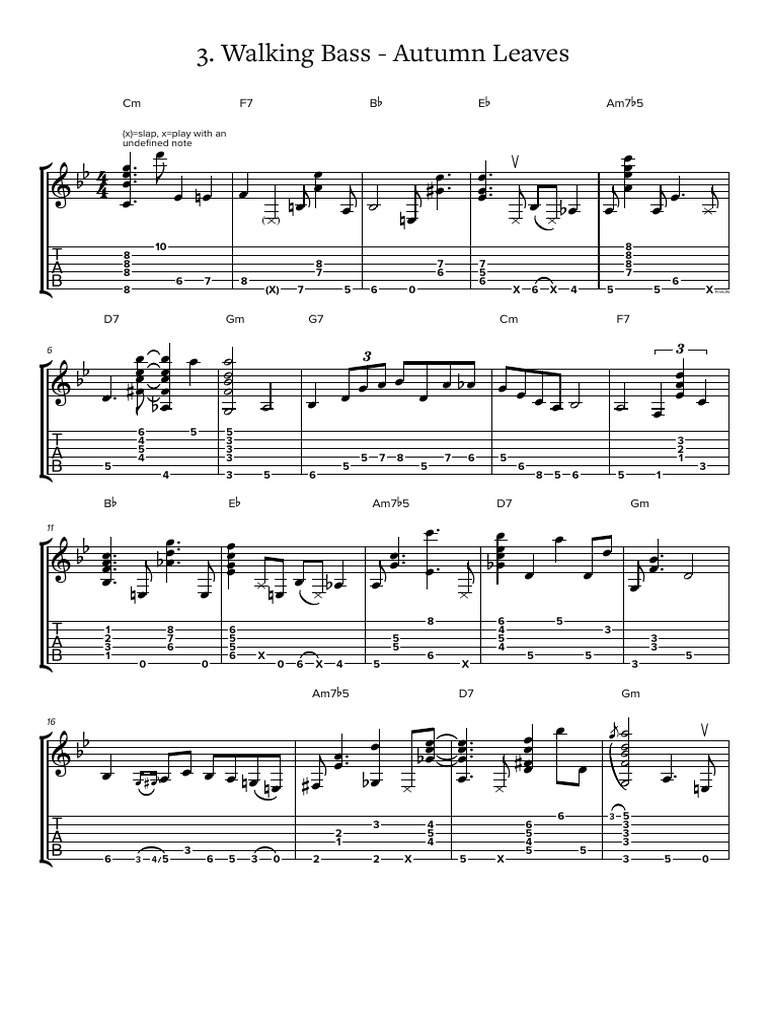 Autumn Leaves Walking Bass Guide | PDF