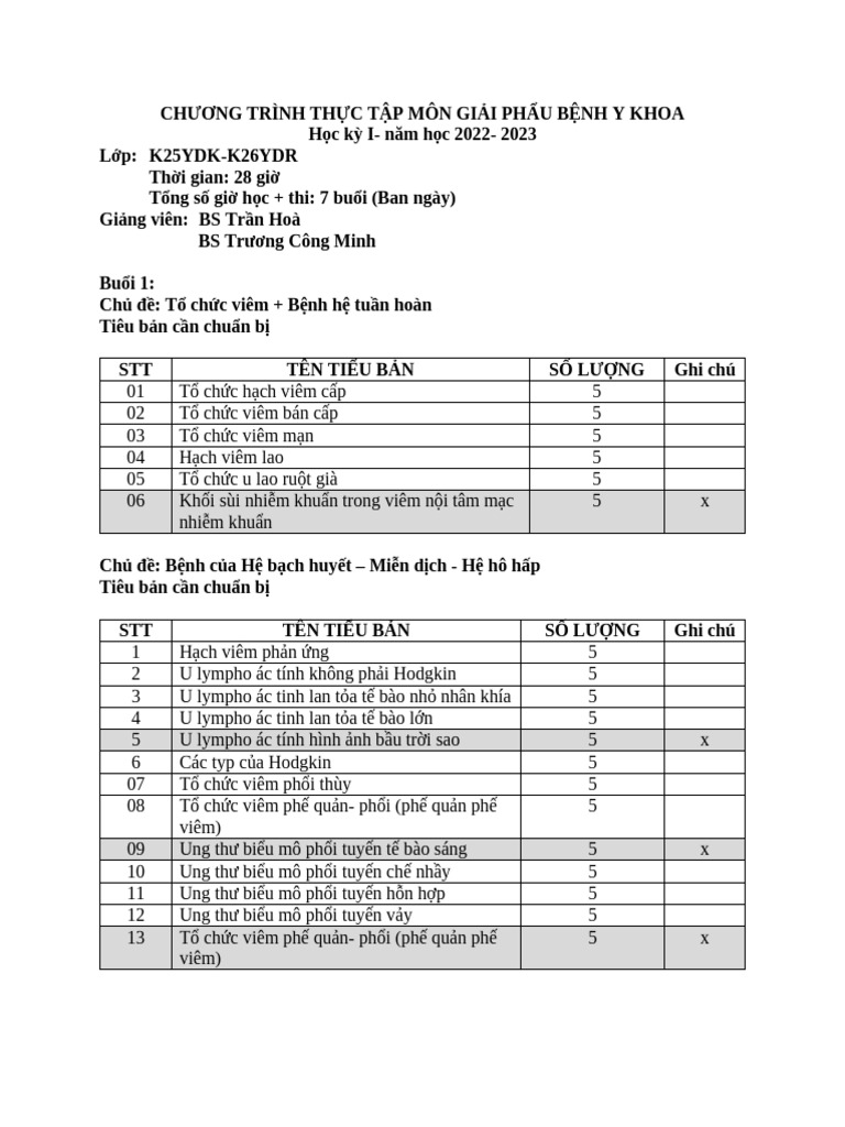 CT TH C Hành GPB Y Khoa - Ban Ngày 7 Bu I 26.8.22 | PDF