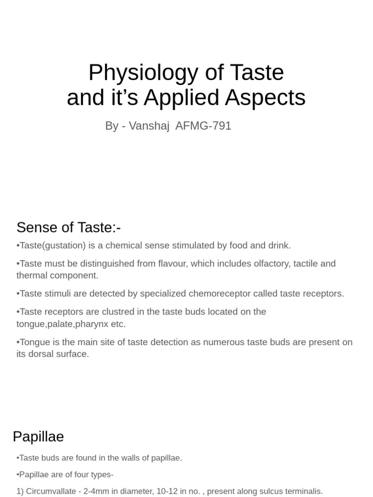 Physiology of Taste and Gustation | PDF | Taste | Senses