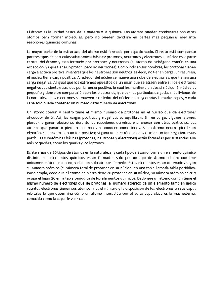 ATOM - Valentina Aguirre | PDF | Átomos | Electrón