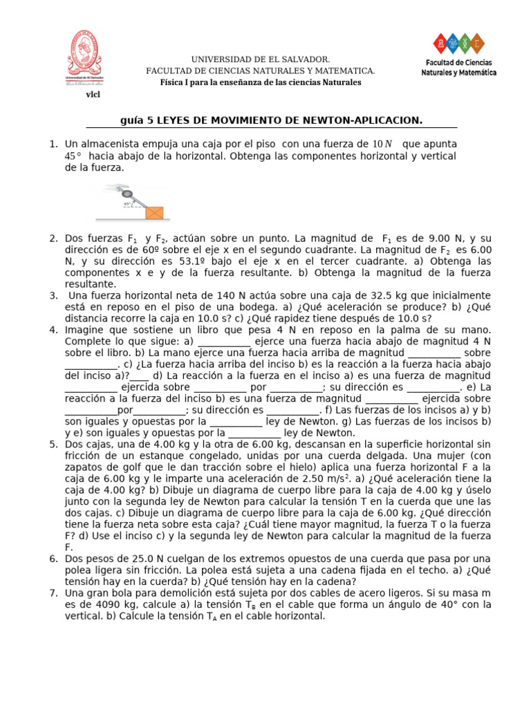 Guia 5 Leyes Del Movimiento de Newton | PDF | Fuerza | Fricción