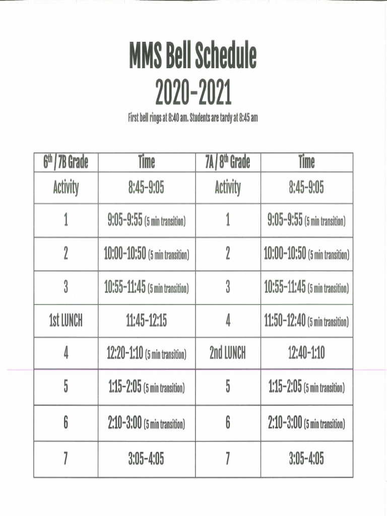 20-21 Bell Schedule | PDF