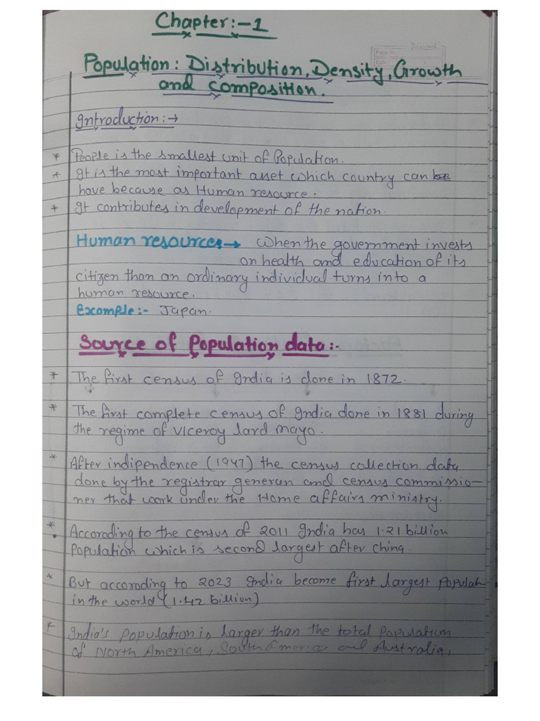 CH 1 Population Distribution, Density | PDF
