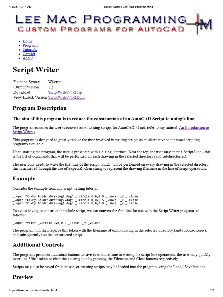 Script Writer Lee Mac Programming Pdf Directory Computing