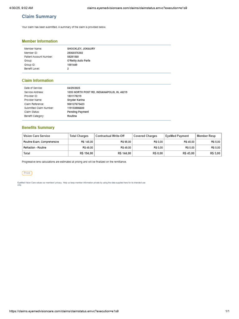 Claims Eyemed1 | PDF
