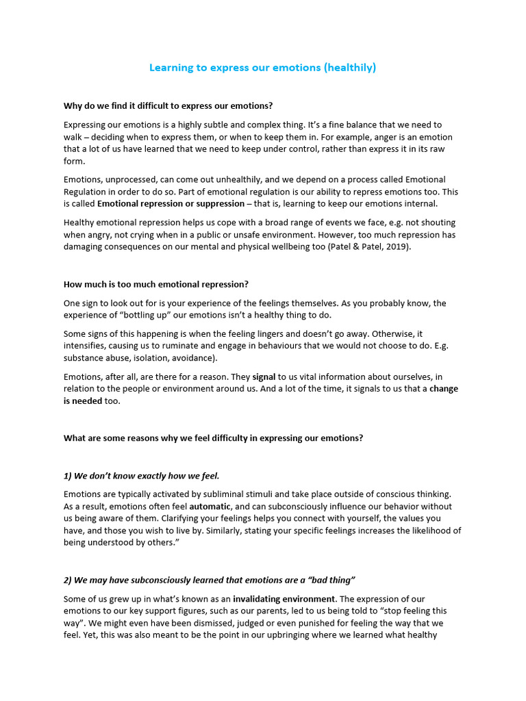 Journal Entry - Learning To Express Emotions | PDF | Feeling | Emotions