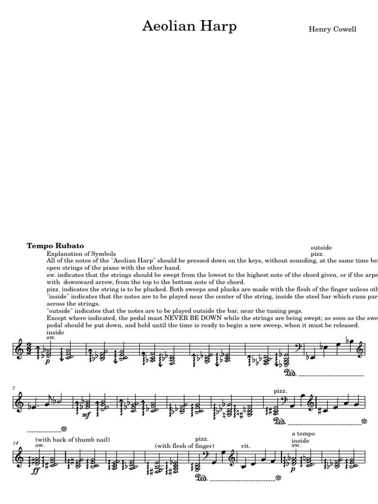 Aeolian Harp - Henry Cowell | PDF | String Instruments | Musical Techniques
