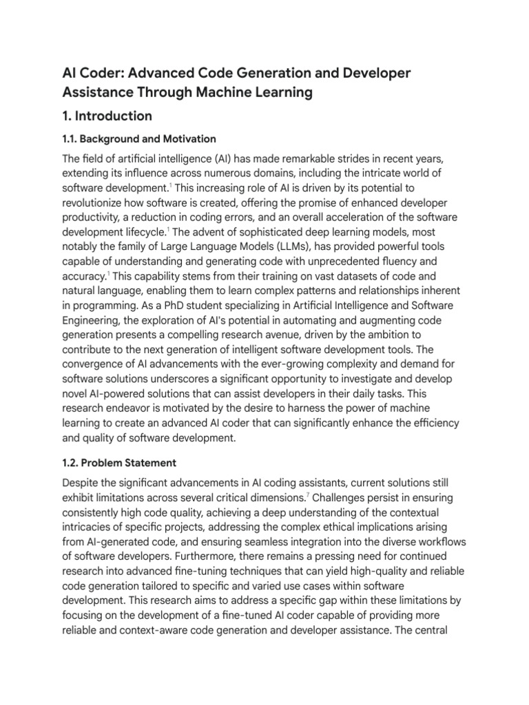 AI Coder Research Proposal | PDF | Artificial Intelligence | Intelligence (AI) & Semantics