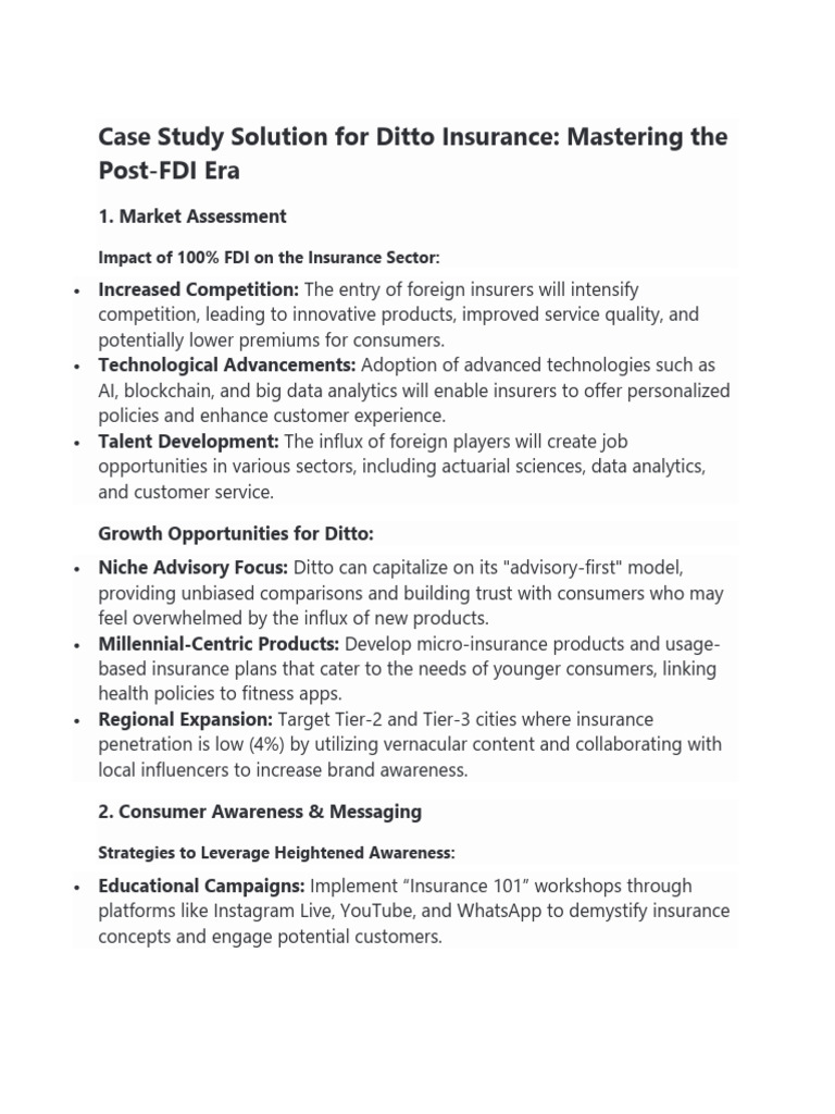Ditto Insurance: Navigating Post-FDI Growth | PDF | Insurance ...