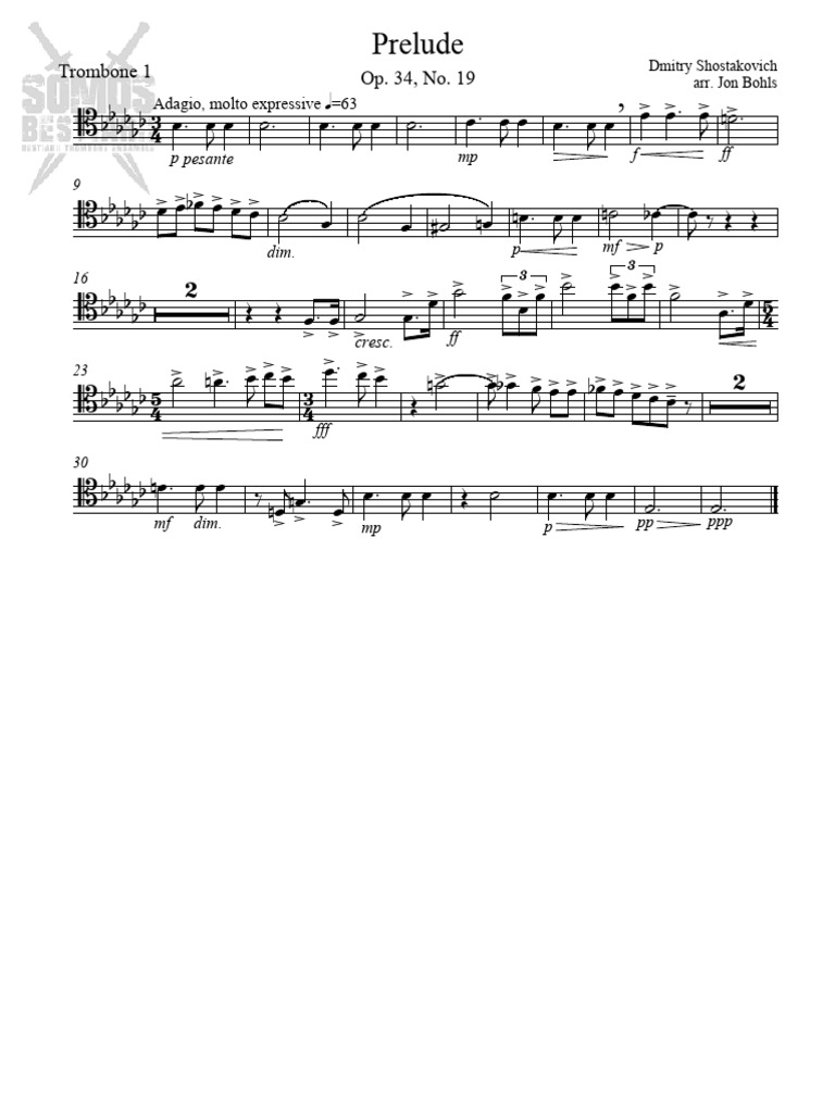 Shostakovich Trombone Prelude Op. 34 | PDF