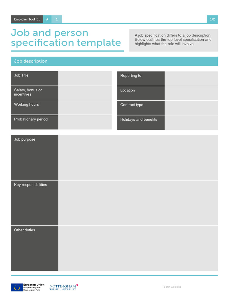 A1 Job and Person Specification Template | PDF