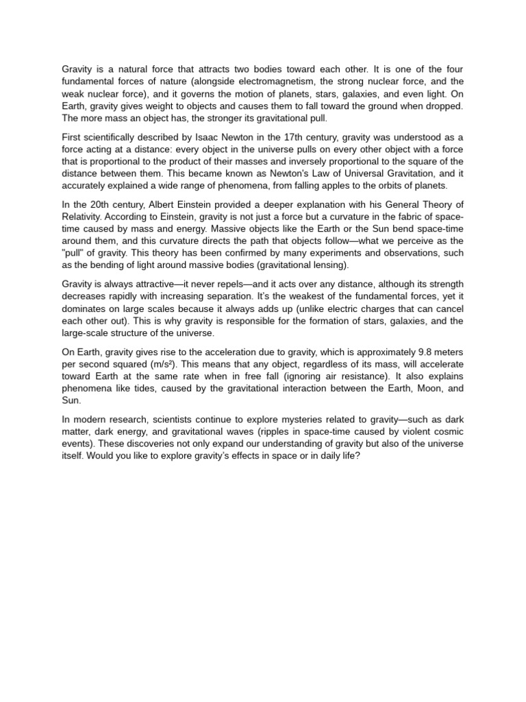 Understanding Gravity: Forces and Effects | PDF | Gravity | Force