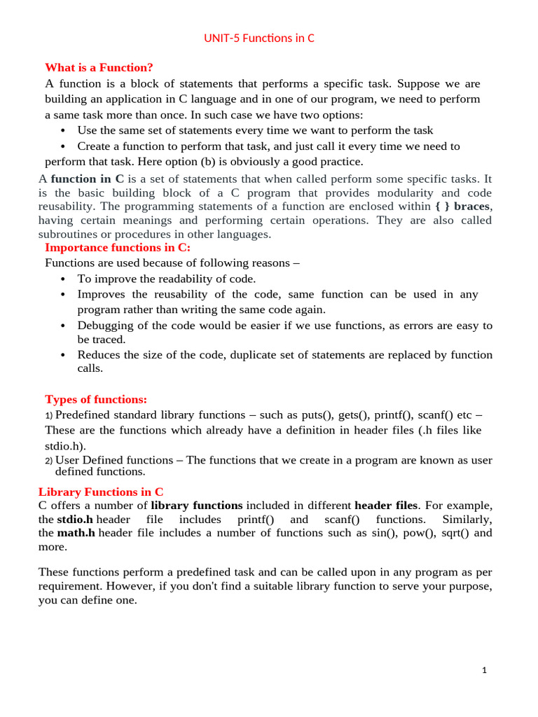 Unit 5 | PDF | Parameter (Computer Programming) | Pointer (Computer Programming)