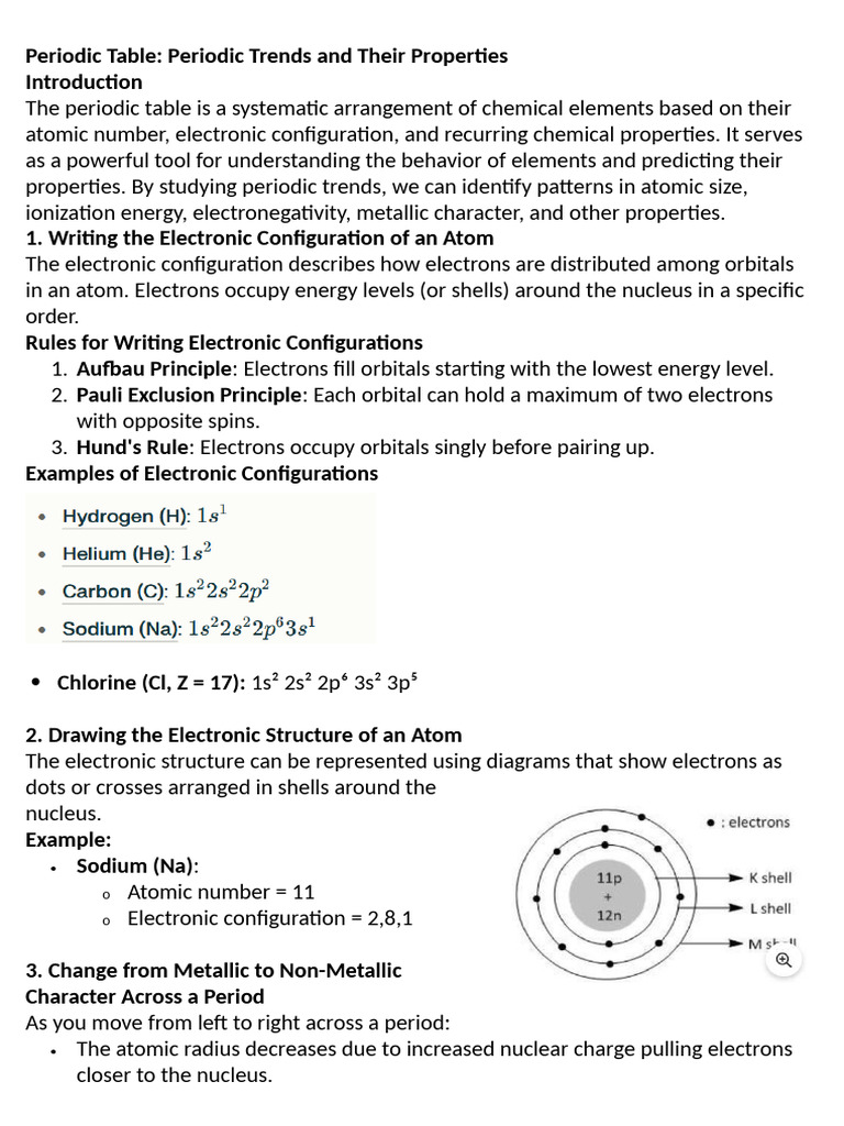 SECOND TERM YEAR 9 CHEMISTRY Periodic Table - Periodic Trends | PDF ...