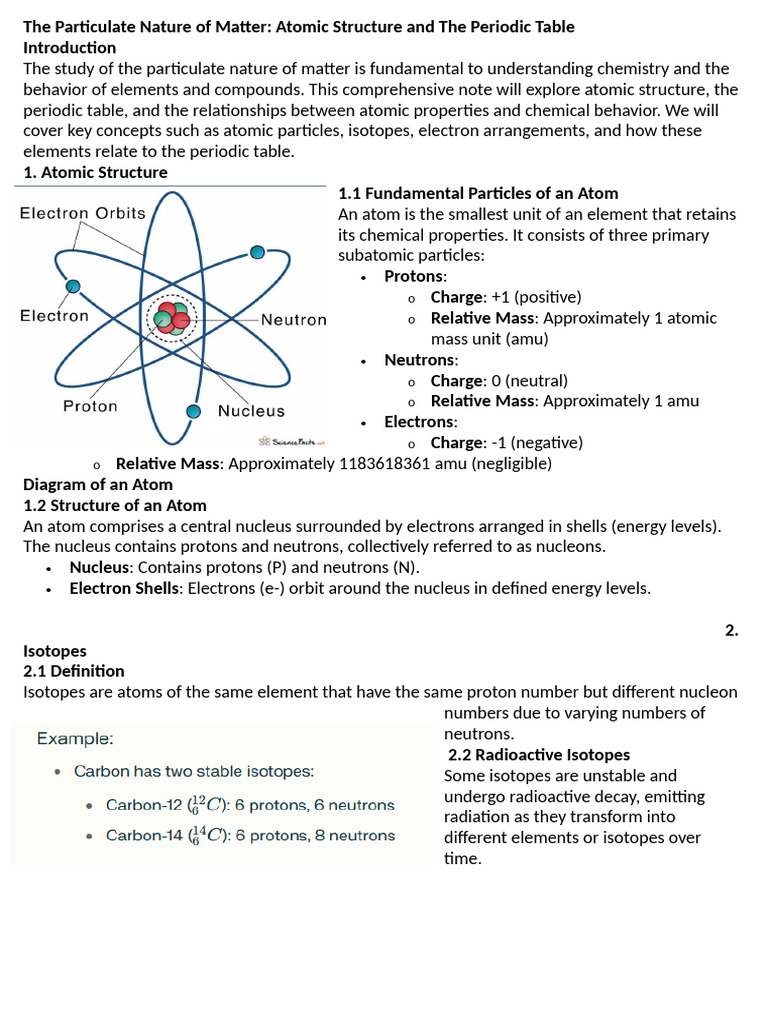 SECOND TERM YEAR 9 CHEMISTRY The Particulate Nature of Matter | PDF ...