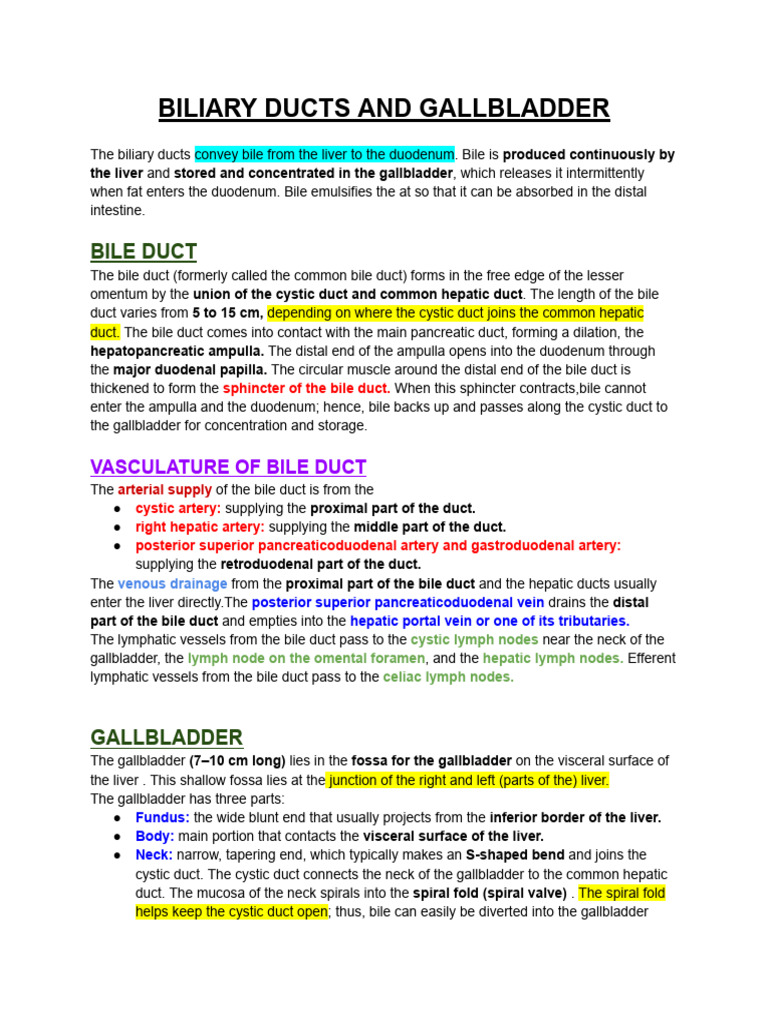 Biliary Ducts and Gallbladder | PDF | Gallbladder | Liver