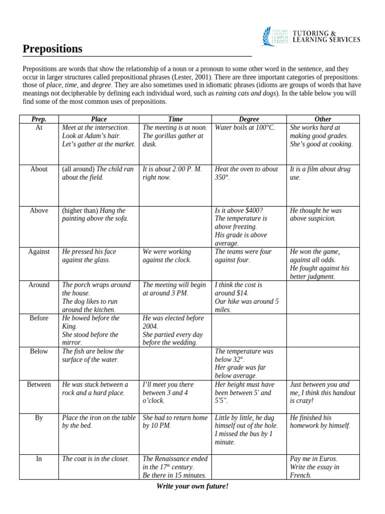 Prepositions | PDF | Idiom | Semantic Units