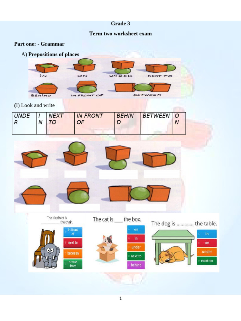Grade 3 Term Two Worksheet Exam | PDF