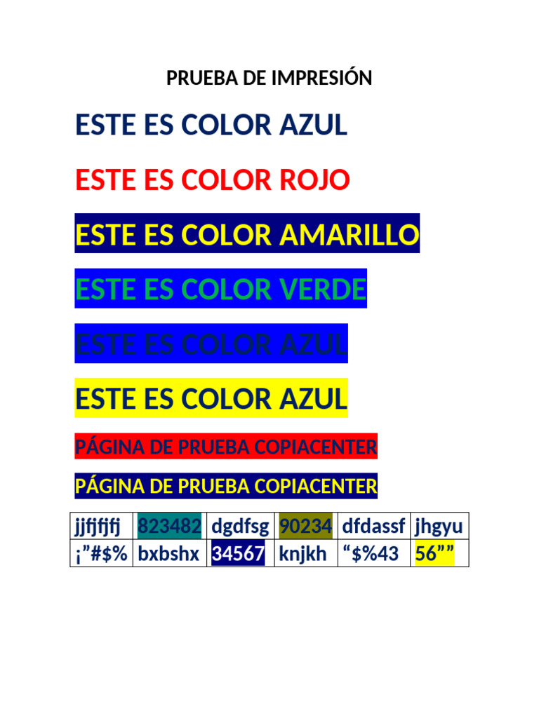 Prueba de Impresión | PDF
