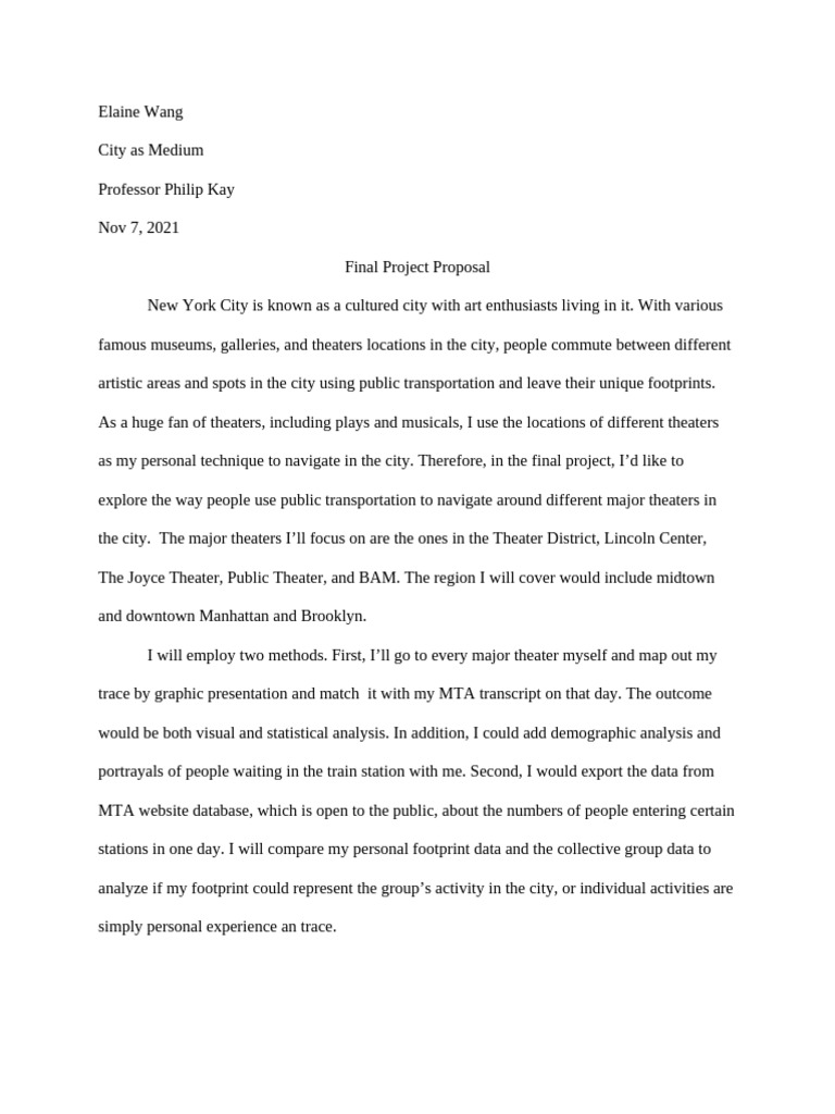 City As Medium Final Project Proposal Elaine | PDF