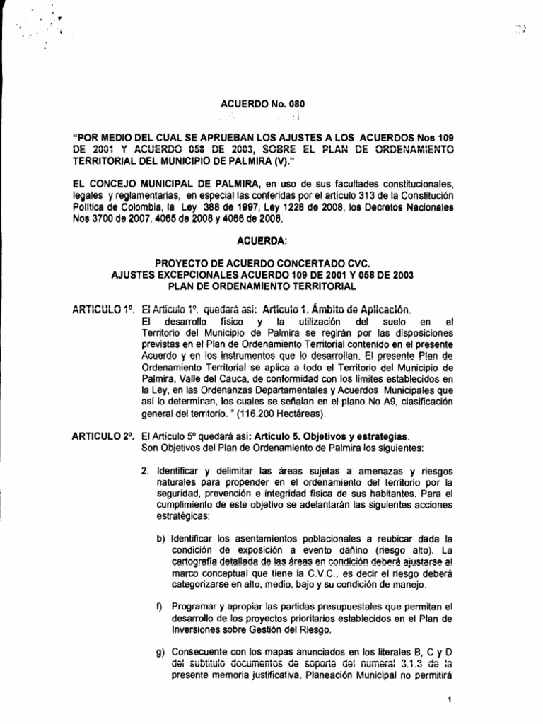 Acuerdo 080 2011 - Adición de Áreas de Expansion | PDF | Dique | Alcantarillado