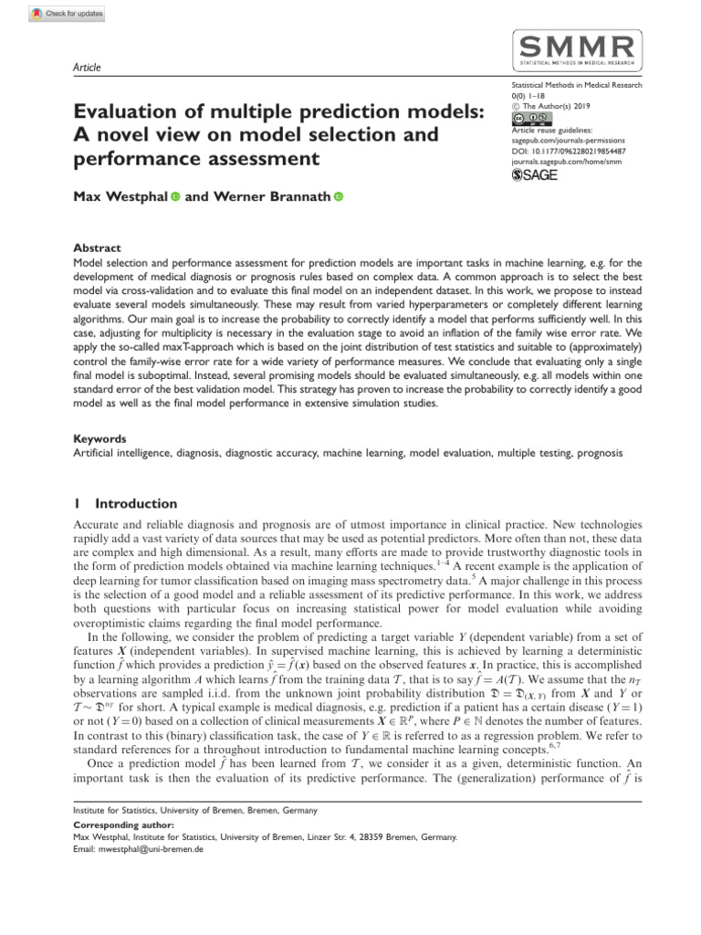 Evaluation of Multiple Prediction Models A Novel V | PDF | Estimator | Machine Learning