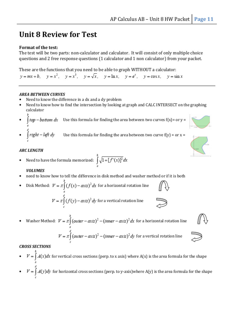 AP Calculus AB Unit 8 Test Review | PDF | Elementary Geometry ...