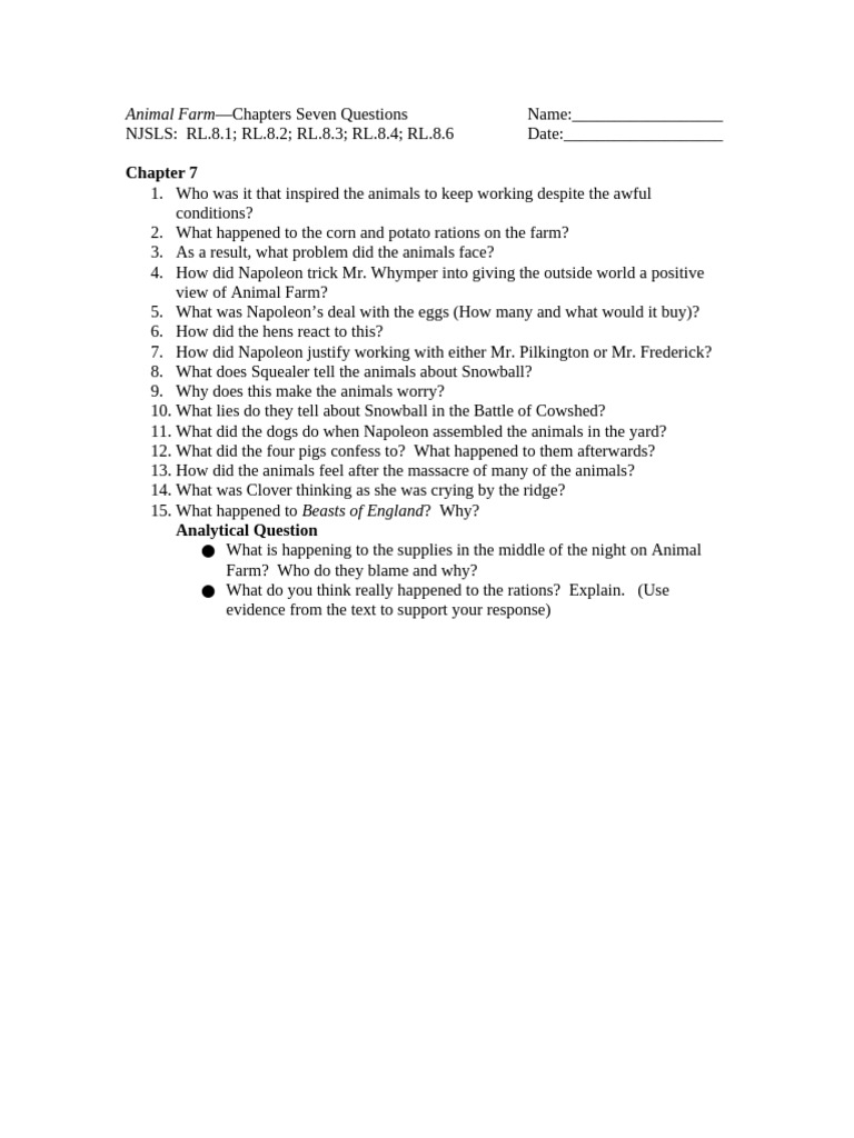 Chapter 7 Analysis of Animal Farm | PDF