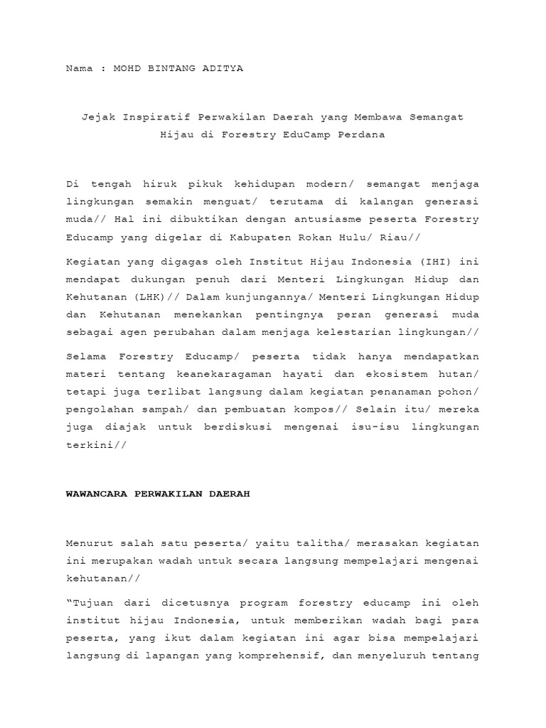 Naskah Feature Bintang Aditya | PDF