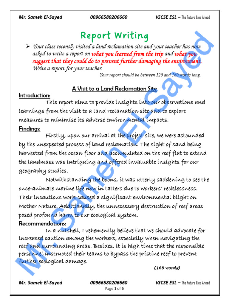 Report Writing Model Answers | PDF | Libraries | English As A Second Or ...
