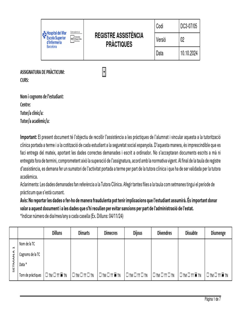 Albert Muñoz Registre Dasistència | PDF