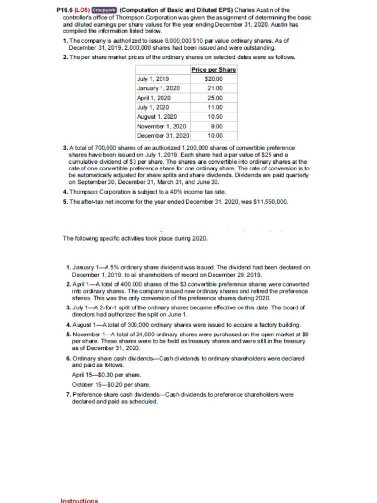In Class Questions Re EPS | PDF