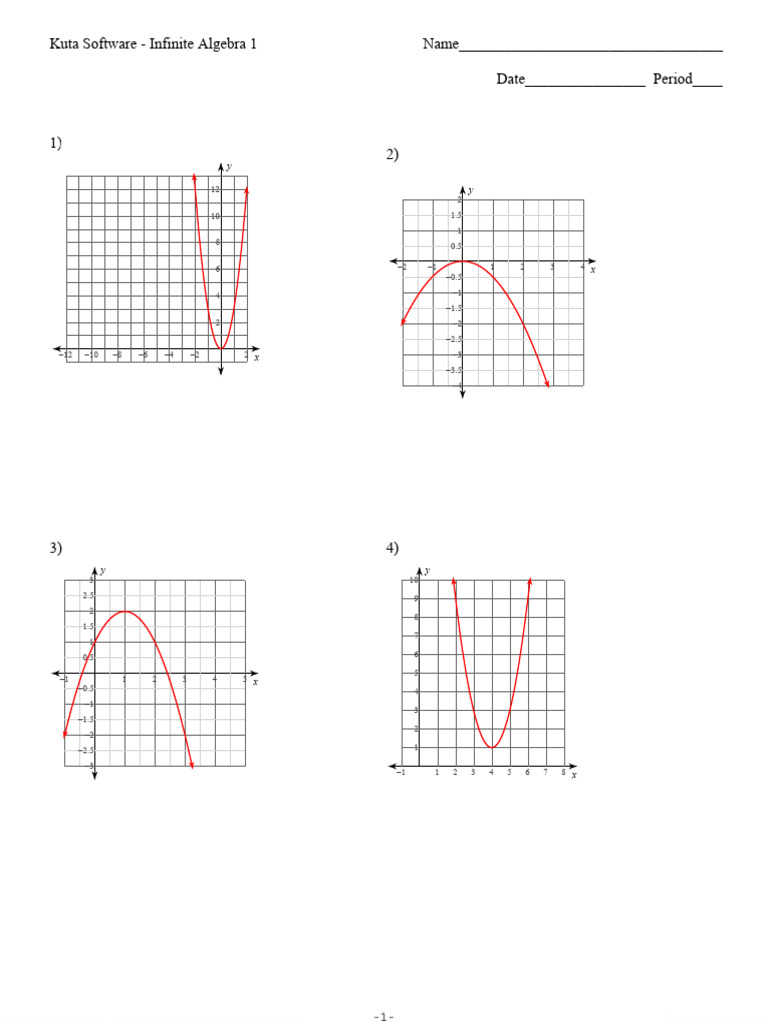 Graphing Quadratic Functions Worksheet | PDF | Mathematics | Algebra