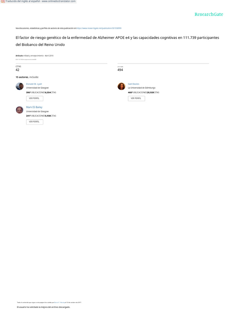 Alzheimer - Disease - Genetic - Risk - Factor - APOE - E4 - and - (1) .En - Es | PDF ...