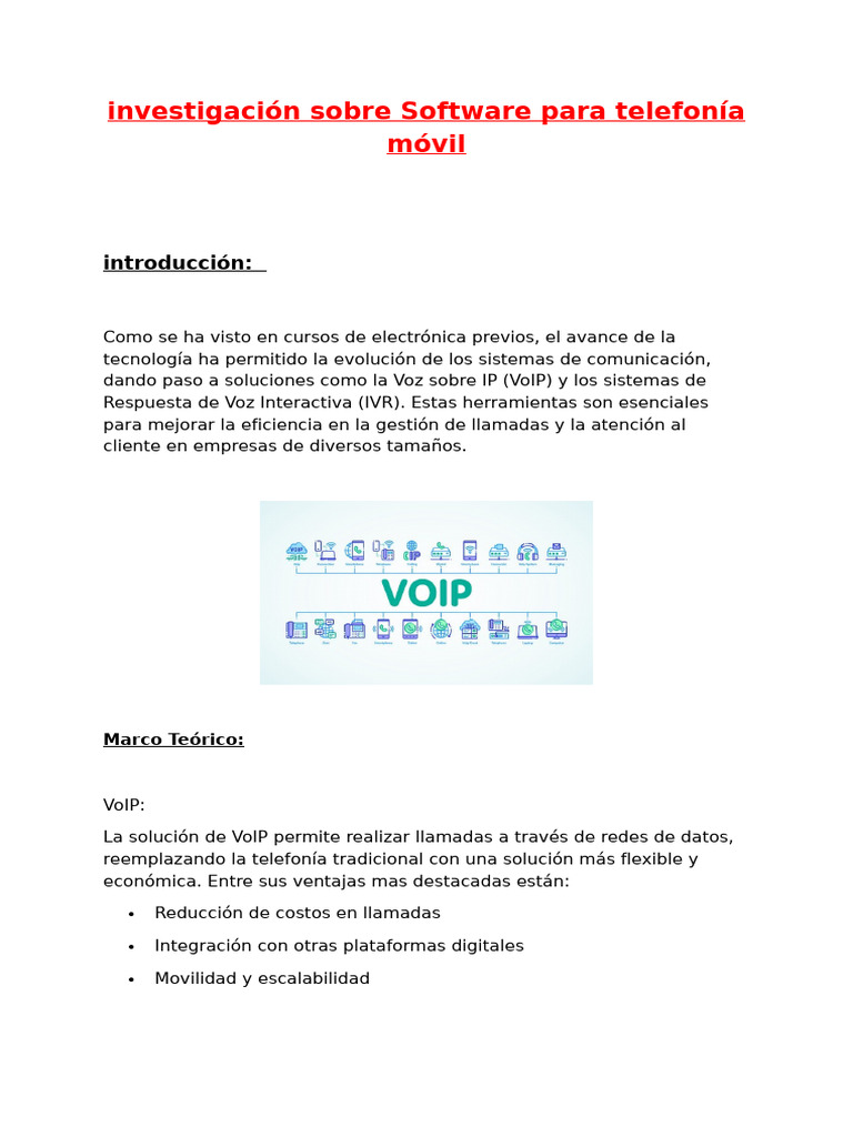 Investigación Sobre Software para Telefonía Móvil Guia 1 | PDF | Respuesta de Voz Interactiva ...