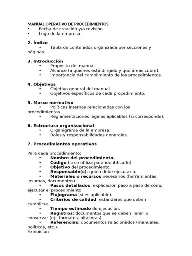 Manual Operativo de Procedimientos | PDF