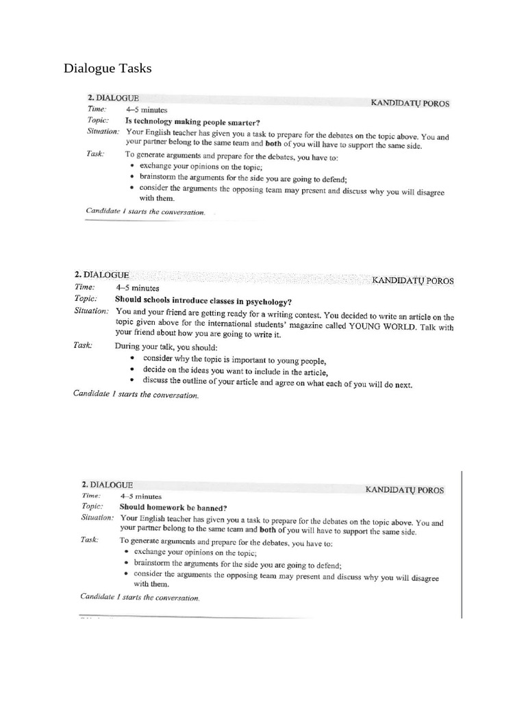 10 Dialogue Tasks 2025 | PDF