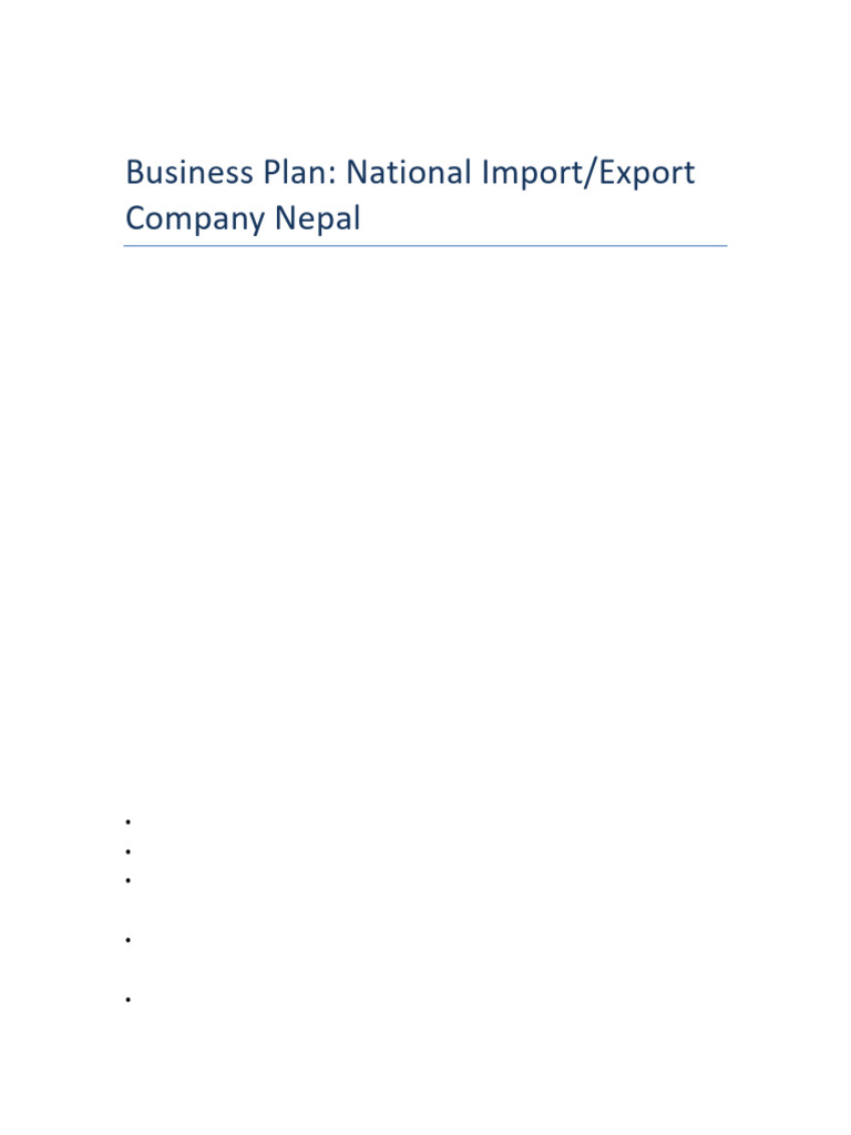 National Import Export Business Plan 178675 | PDF | Warehouse | Logistics