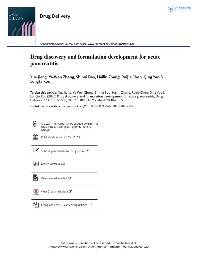 Drug Discovery and Formulation Development For Acute Pancreatitis | PDF ...