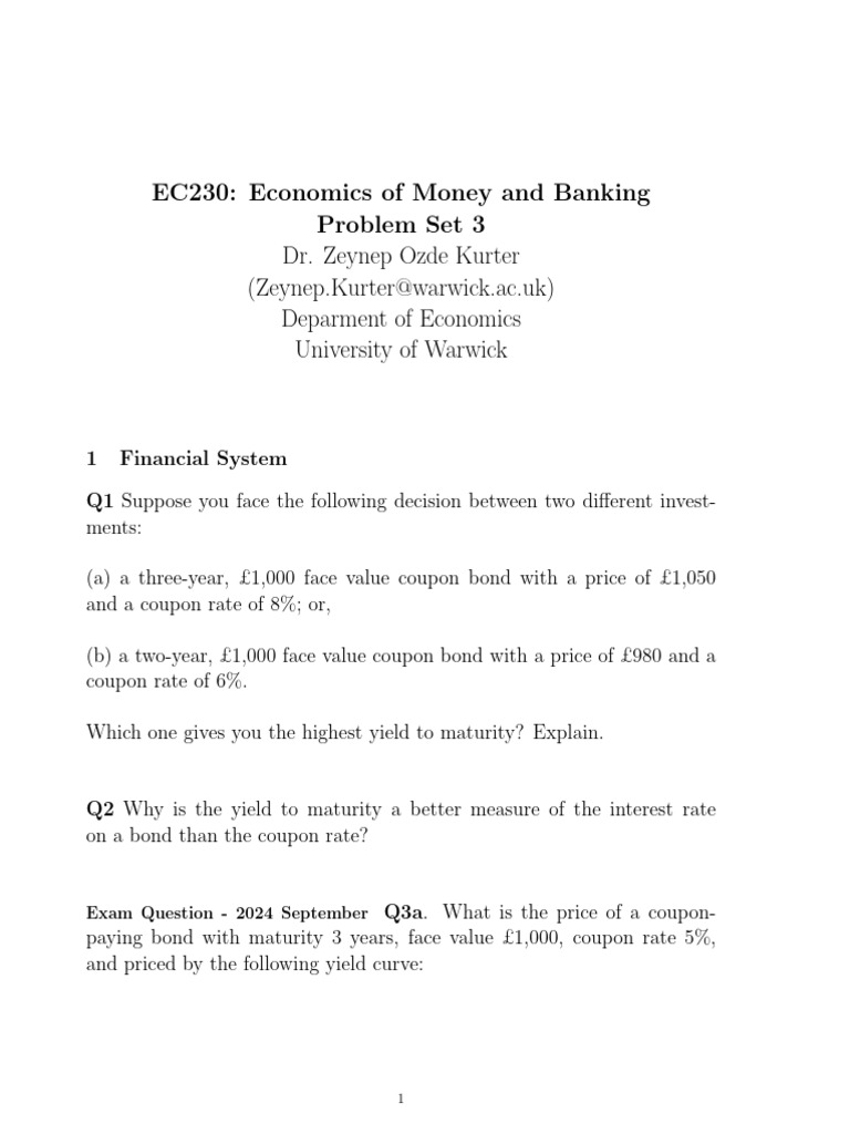 Problem Set 3 Questions | PDF