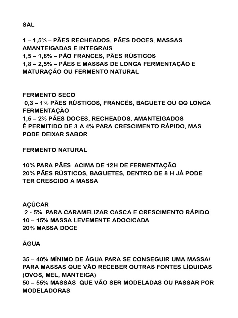 Fórmula de pães | PDF