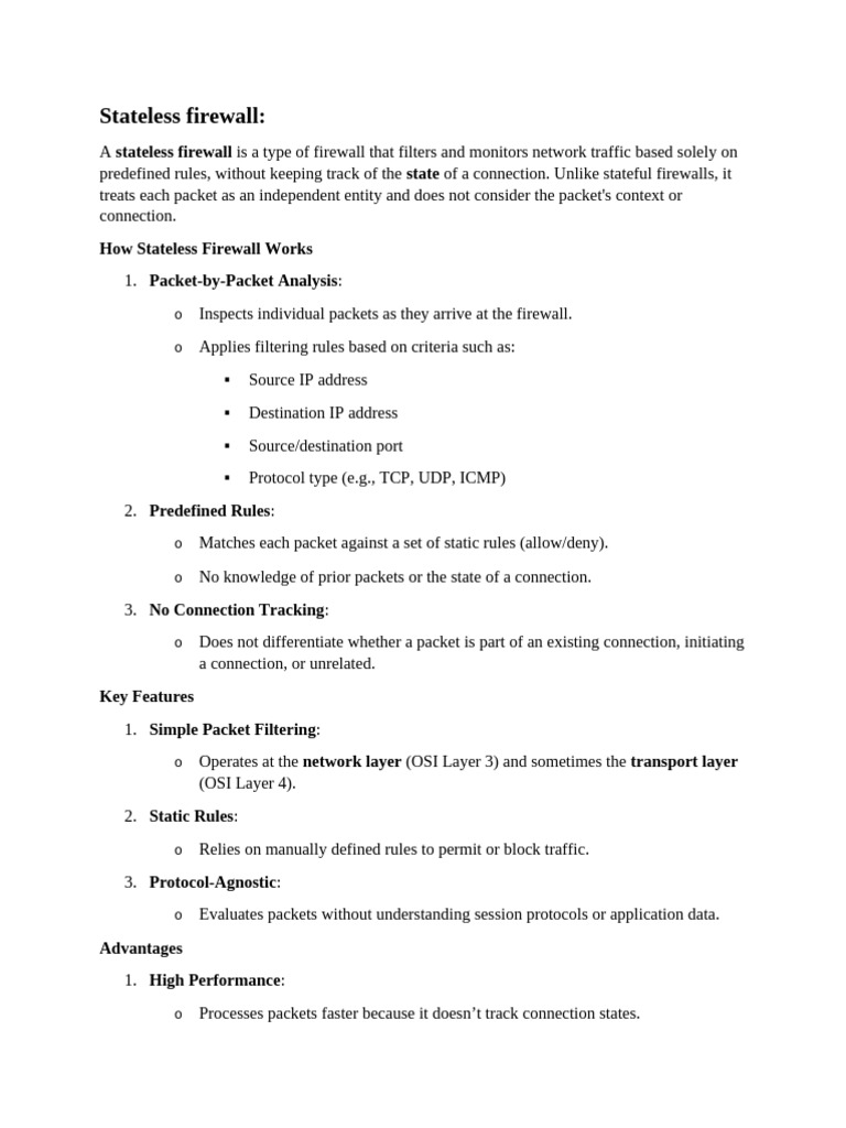 Stateless Firewall & statefull firewall | PDF | Firewall (Computing) | Transmission Control Protocol