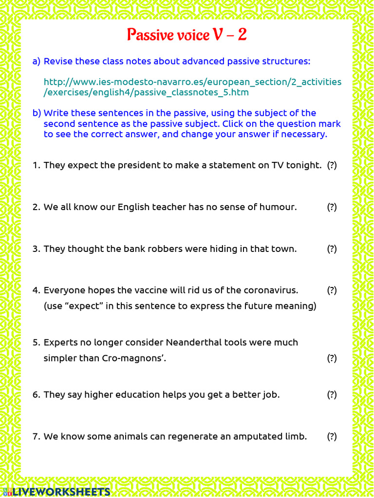 PASSIVE VOICE B2 ADVANCED ESTRUCTURES | PDF