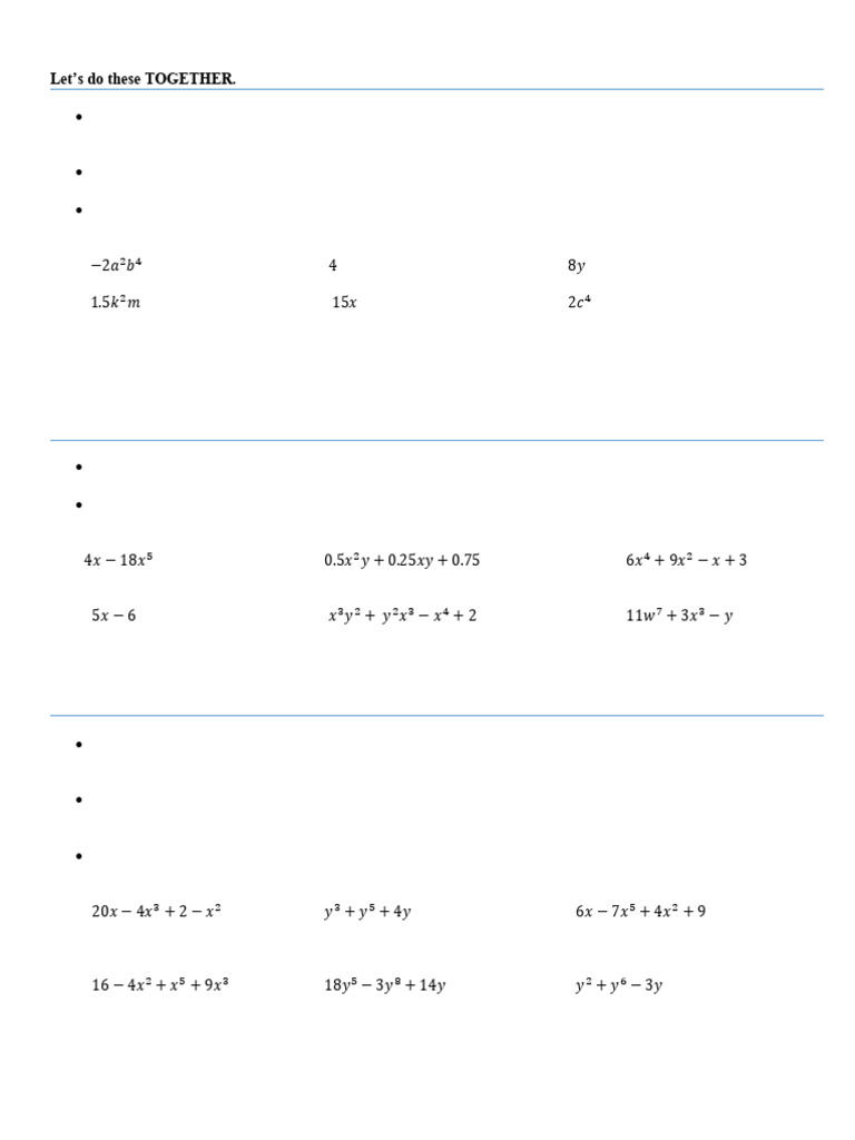 8-0 Introduction To Polynomials (Together) | PDF | Polynomial | Mathematical Objects