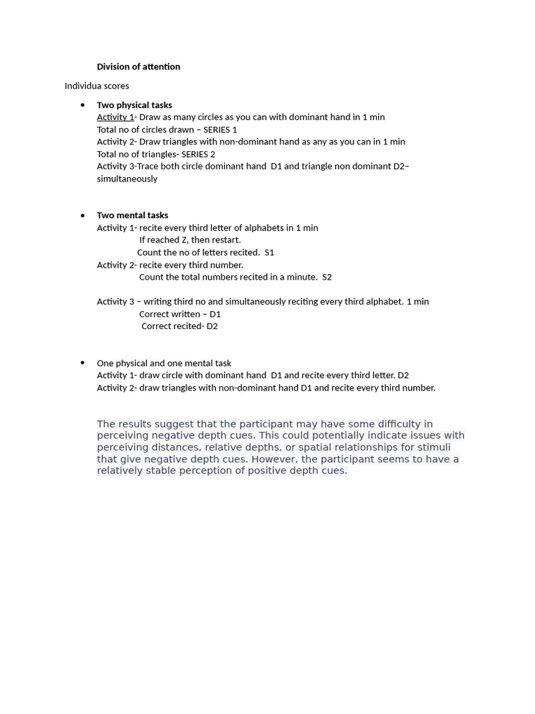 Divided Attention Activities and Tests | PDF