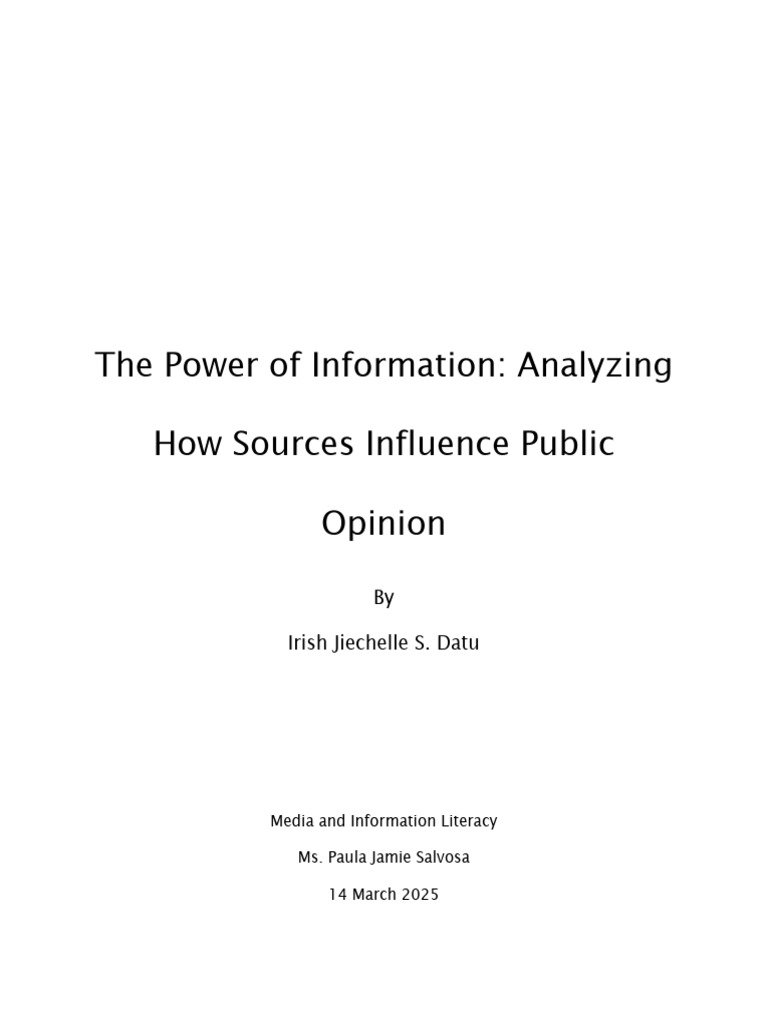 The Power of Information: Analyzing How Sources Influence Public ...