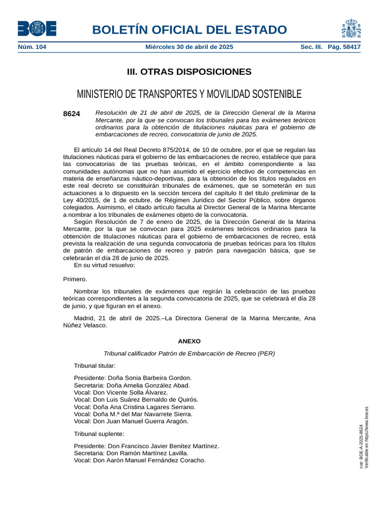 Boe A 2025 8624 | PDF | España | Gobierno